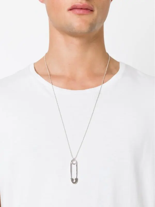 TRUE ROCKS Safety Pin Pendant Necklace - Metallic