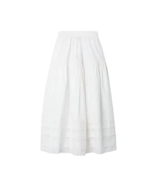 DÔEN - DÔEN Sebastiane Broderie Anglaise-trimmed Organic Cotton-poplin Midi Skirt