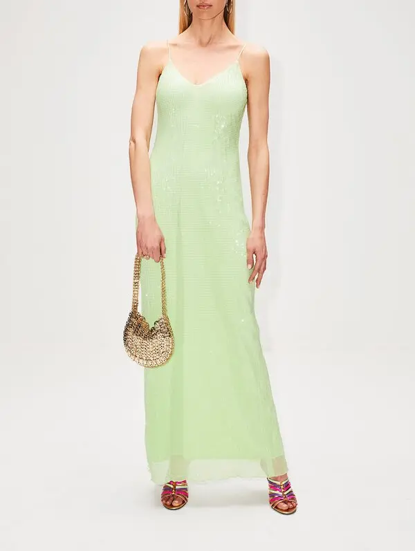 rosetta getty sequin slip dress Green Sequin Slip Gown by Rosetta Getty