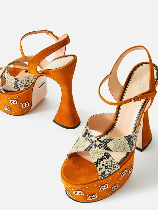 Gucci Python Interlocking G Stud Sandal