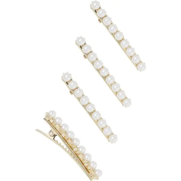 Ettika 4-pack Imitation Pearl Hair Clips - Gold