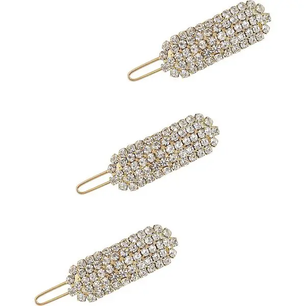 Ettika 3-pack Crystal Barrettes - Gold