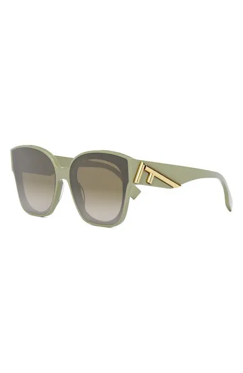 Fendi First 63mm Square Sunglasses - Light Green/gradient Green