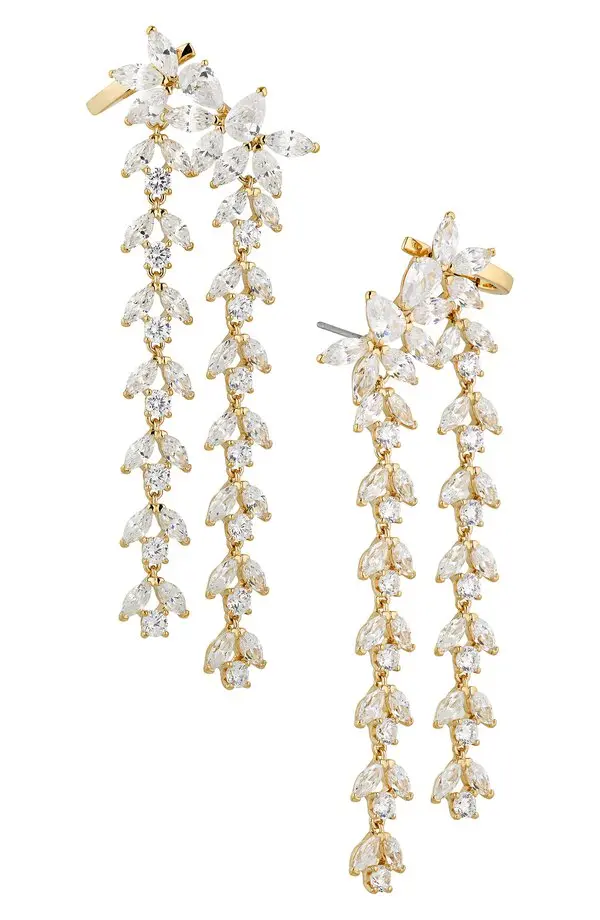 Nadri Wild Flower Crystal Chandelier Earrings - Gold