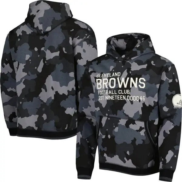 THE WILD COLLECTIVE Cleveland Browns Camo Pullover Hoodie - Black