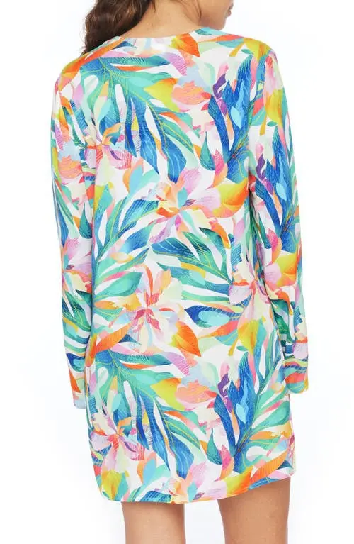 La Blanca Tropical Print Lace-up Tunic