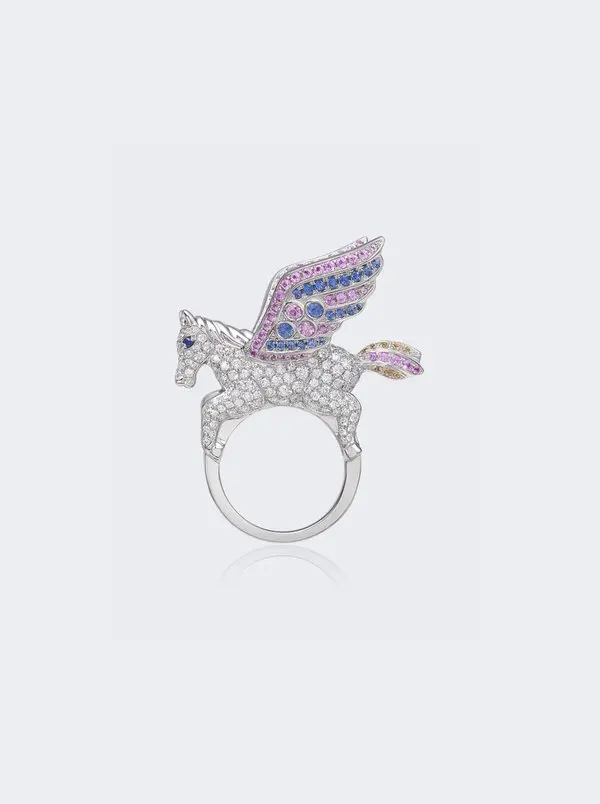 MIO HARUTAKA Sapphire And Diamond Pegasus Ring - 18k White Gold