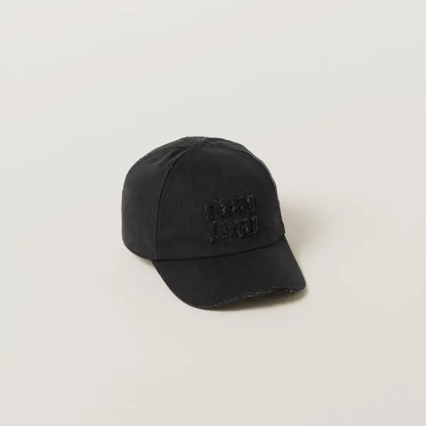 Miu Miu Denim Baseball Cap - Black