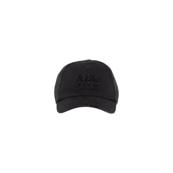 Miu Miu Denim Baseball Cap - Black