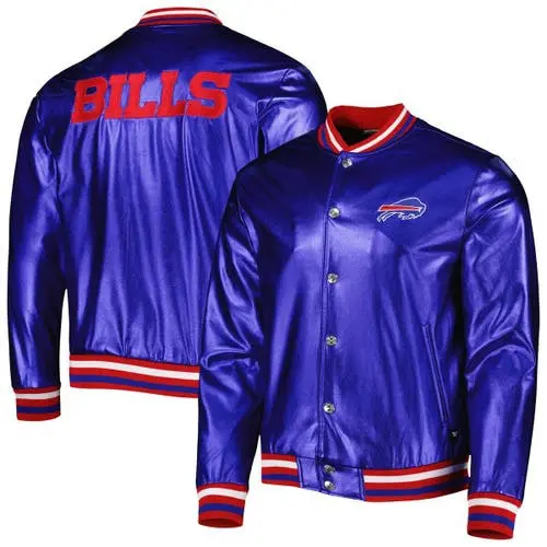 THE WILD COLLECTIVE Buffalo Bills Metallic Bomber Full-snap Jacket