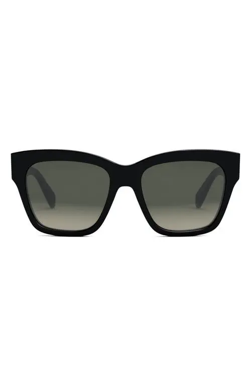 Celine Triomphe 55mm Round Sunglasses - Shiny Black/gradient Brown