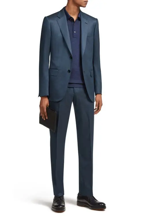 Zegna Centoventimila Couture Wool Suit - Petrol Blue