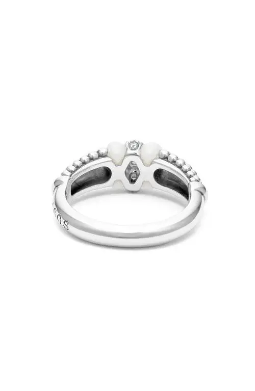 Lagos Ceramic Caviar Diamond Ring - Silver/diamond