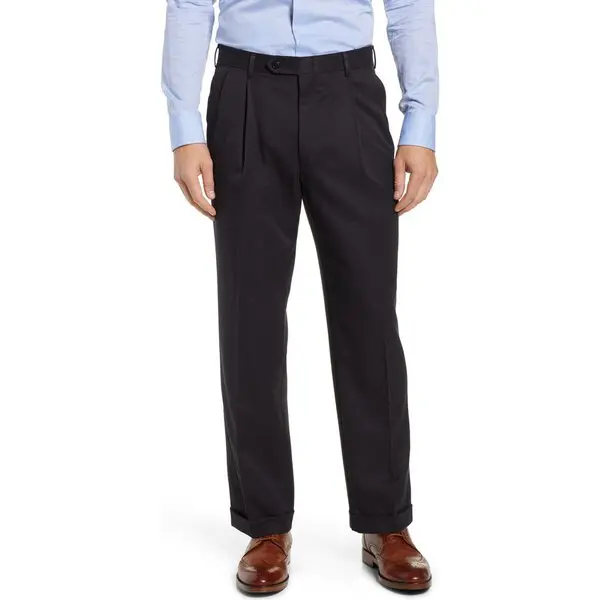 Berle Classic Fit Pleated Microfiber Dress Pants