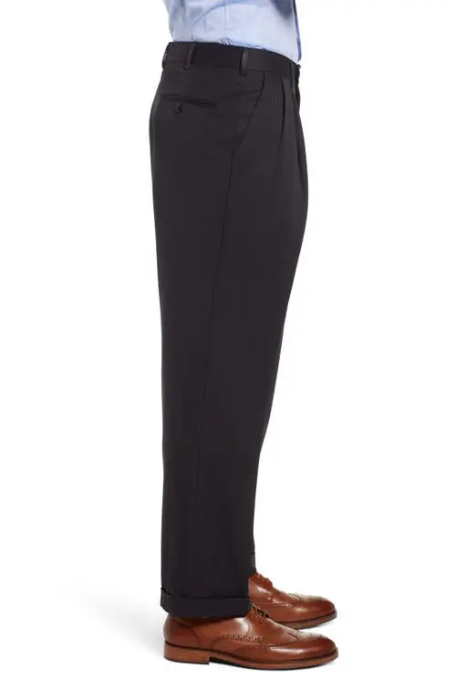 Berle Classic Fit Pleated Microfiber Dress Pants