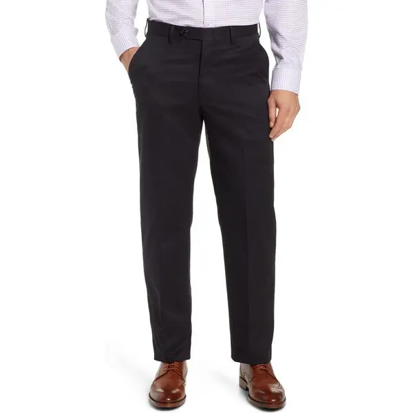 Berle Classic Fit Flat Front Microfiber Performance Dress Pants