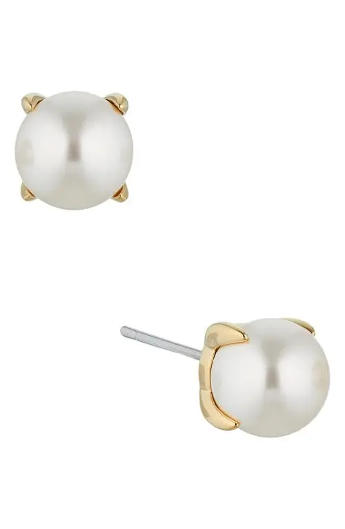 Nadri Imitation Pearl Stud Earrings - Gold/ Pearl