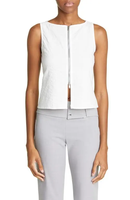Paloma Wool Folch Stretch Cotton Zip Top In White - 40% Off