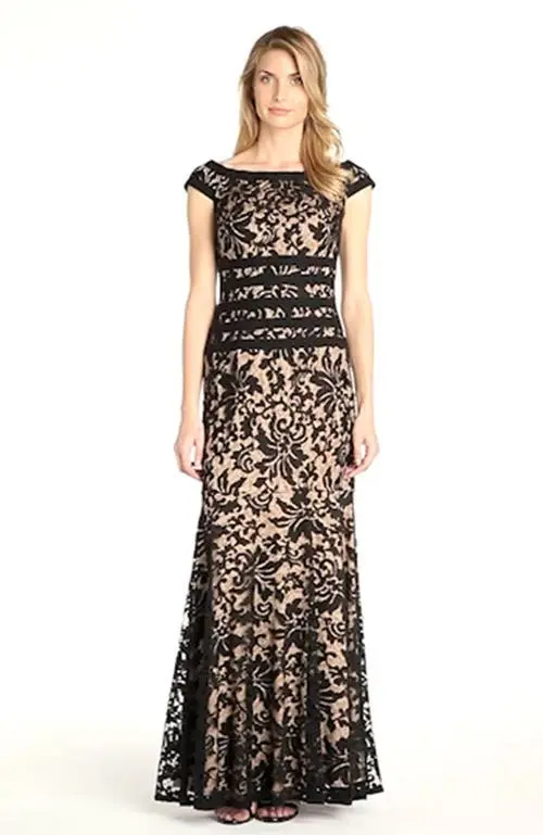 Tadashi Shoji Textured Lace Mermaid Gown