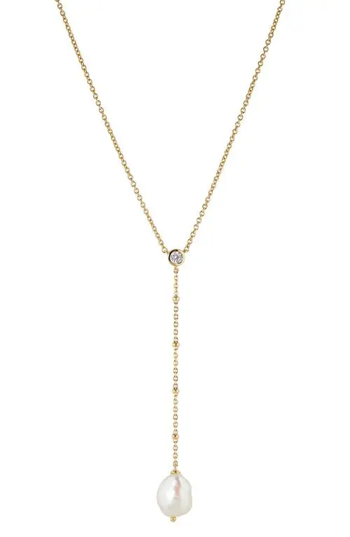 Nadri Dot Dot Dot Cultured Pearl Y-necklace - Gold With Pearl