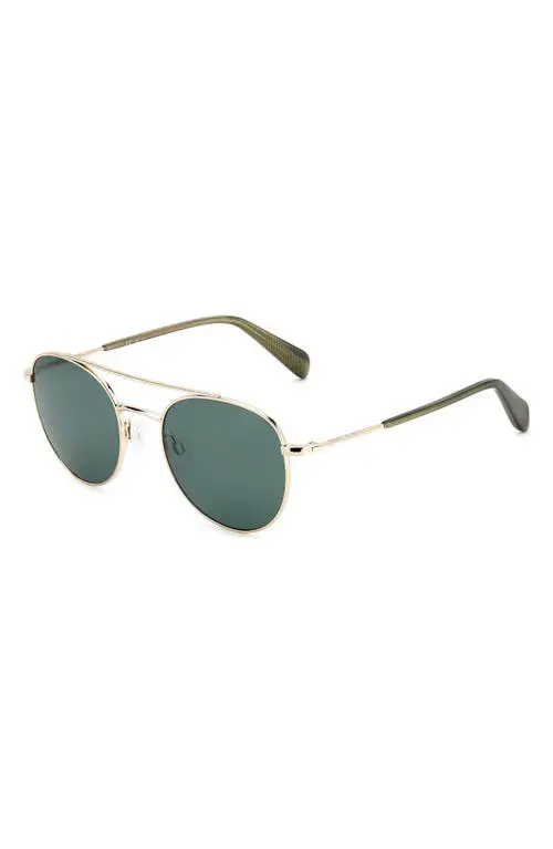 Rag & Bone 51mm Round Sunglasses - Gold Green/ Green  display picture 3
