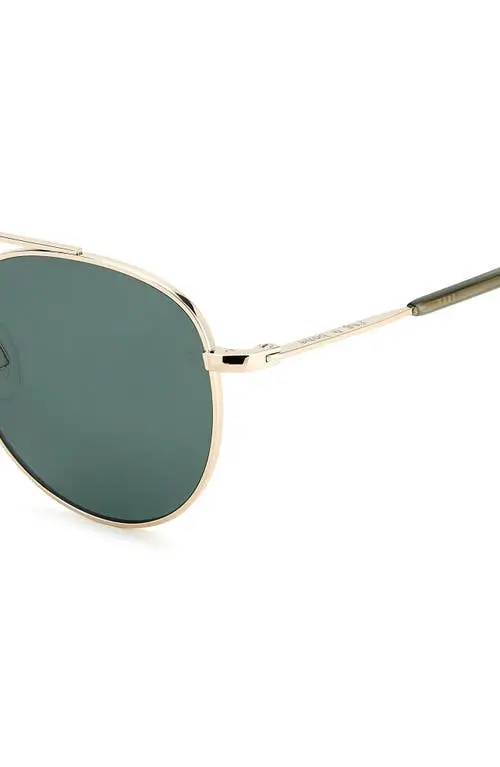 Rag & Bone 51mm Round Sunglasses - Gold Green/ Green  display picture 1