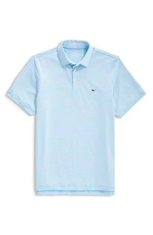 Vineyard Vines Stripe Sankaty Short Sleeve Performance Polo - Poolside/sprout