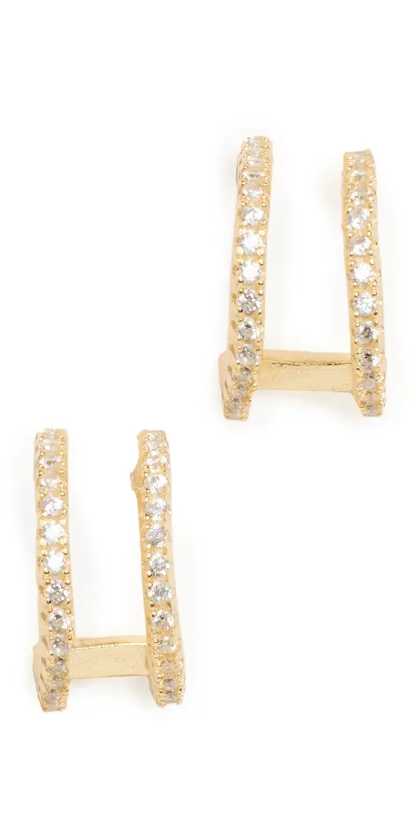 Shashi Erin Pave Hoop Earrings - Gold
