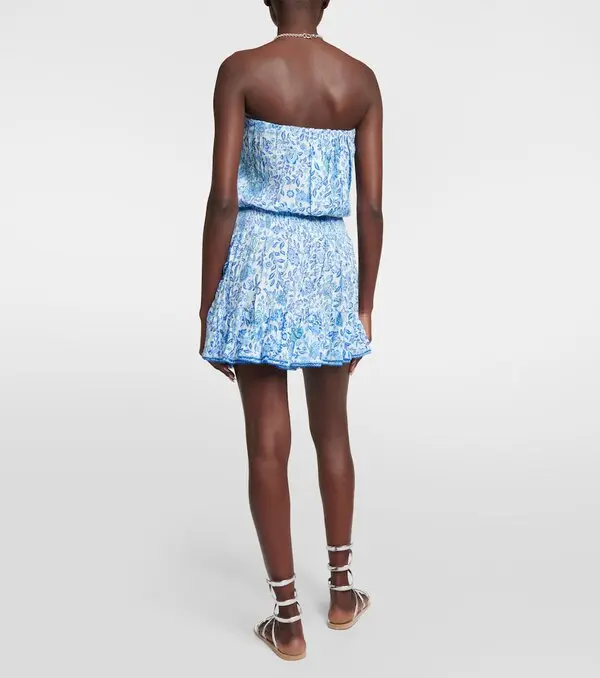 Poupette St Barth Ambra Floral Print Bandeau Mini Dress