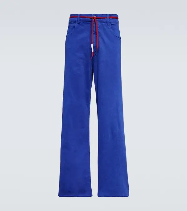 Marni Mid-rise Straight Cotton-blend Pants - Blue