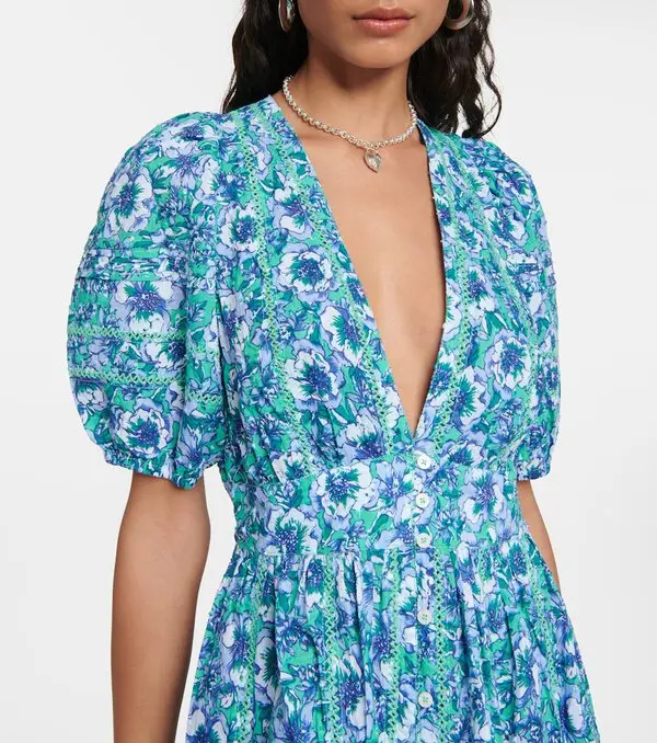 poupette st barth reine midi dress Poupette St Barth Reine Floral Midi Dress - Multicoloured - 40% Off