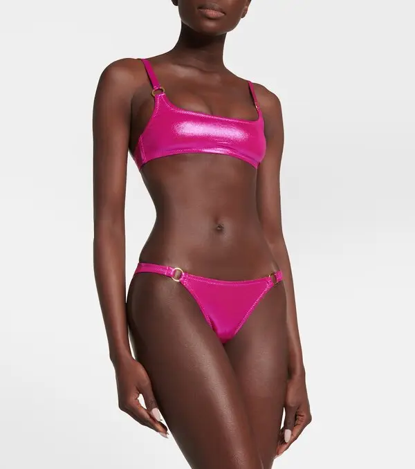 Melissa Odabash Bari Metallic Bikini Top - Pink