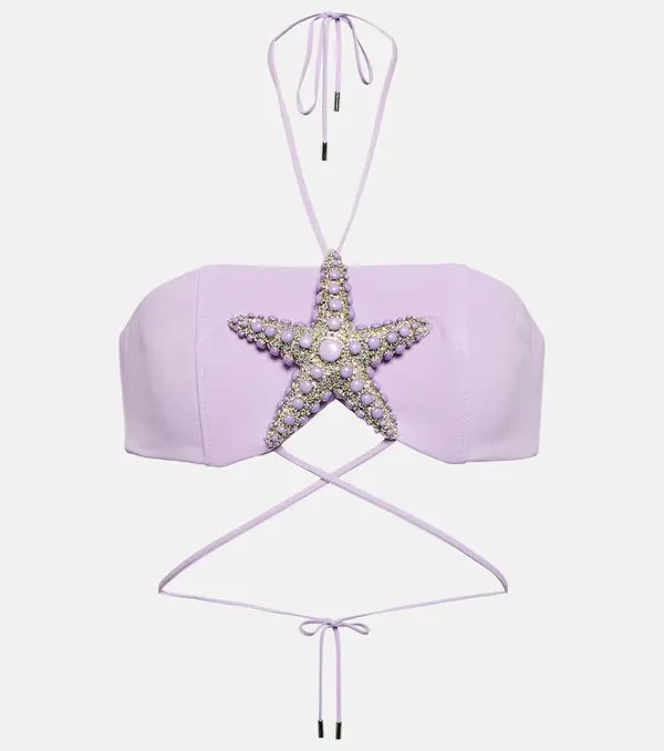 David Koma Embellished Bra Top - Purple