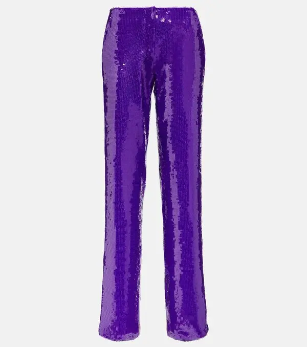 LAQUAN SMITH Sequined Wide-leg Pants - Purple