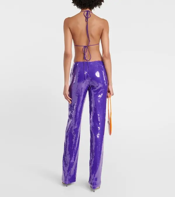 LAQUAN SMITH Sequined Wide-leg Pants