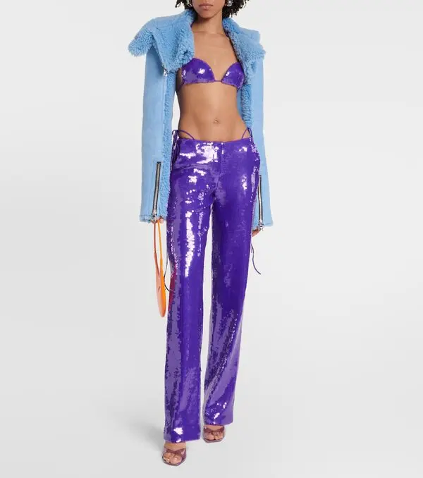LAQUAN SMITH Sequined Wide-leg Pants