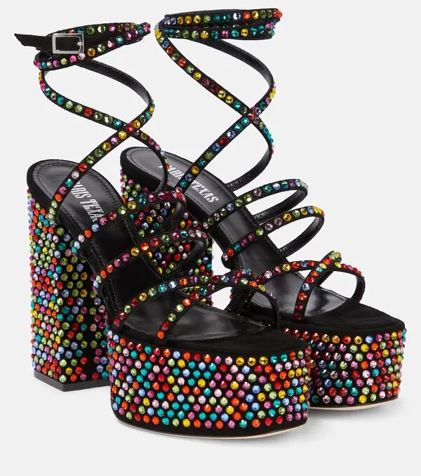 Paris Texas Holly Evita Embellished Leather Sandals - Multicoloured