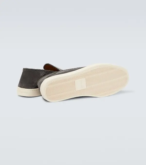 Giorgio Armani Galleria 3 Suede Slip-on Loafers - Grey
