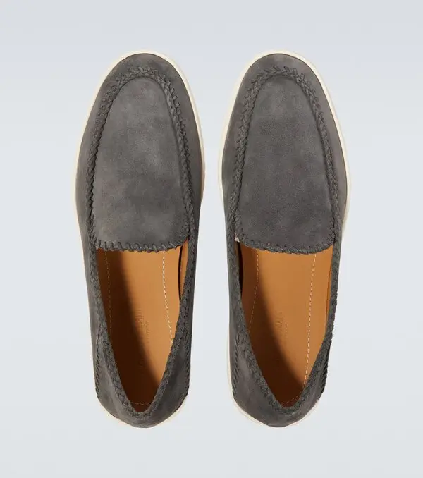 Giorgio Armani Galleria 3 Suede Slip-on Loafers - Grey