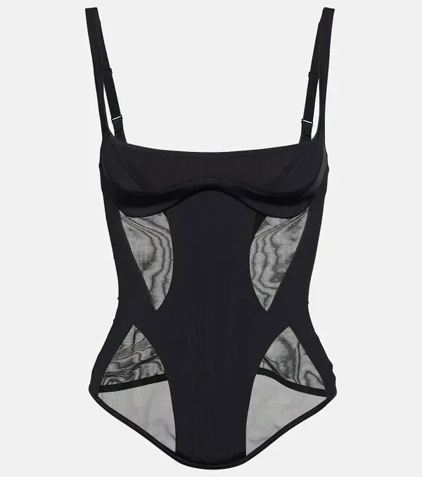 MUGLER Bonded Illusion Bustier - Black