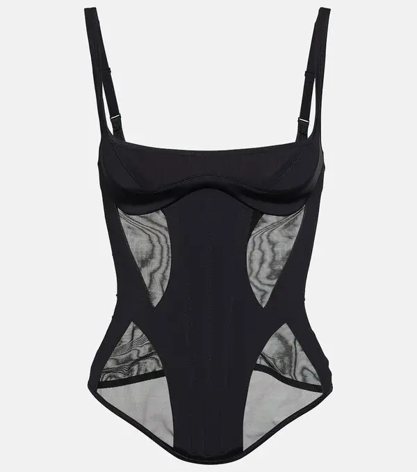 MUGLER Bonded Illusion Bustier - Black