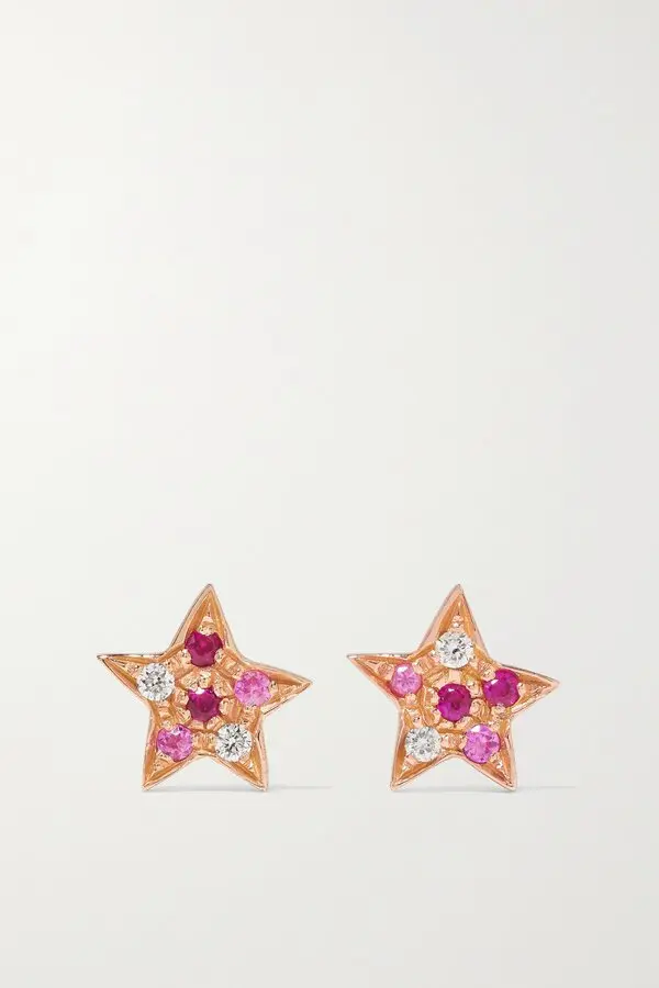 Carolina Bucci Superstellar 18-karat Rose Multi-stone Earrings - Gold