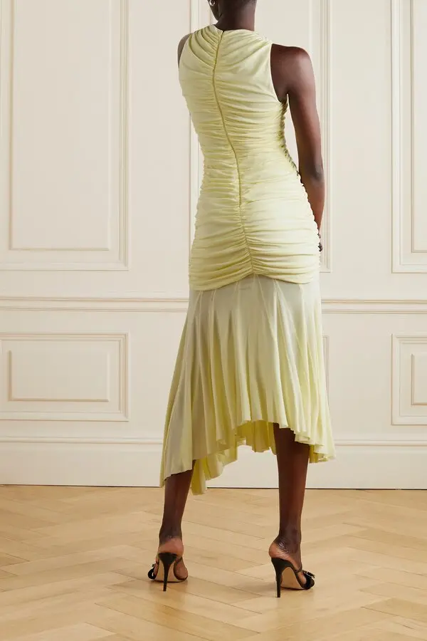 asymmetric gathered-waist midi dress Get Dawn Silk Asymmetric Midi main image 1