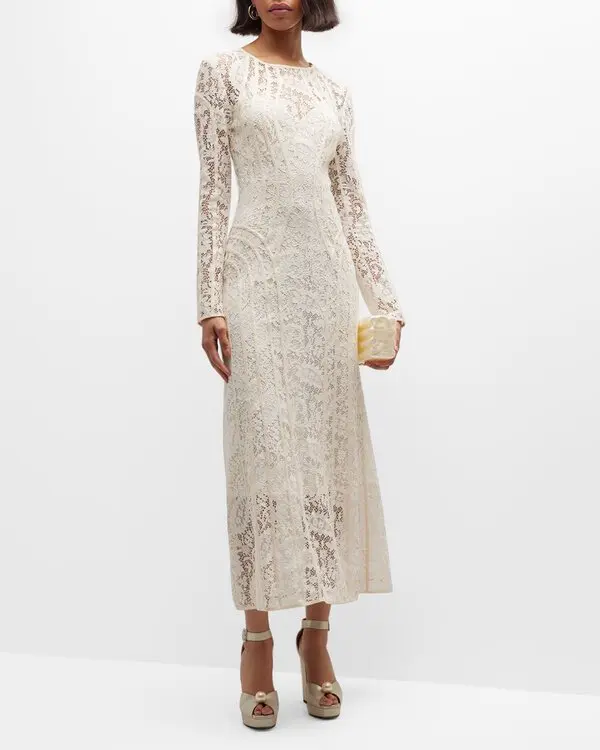 chinese dress ladies ZIMMERMANN Devi Floral-Lace Paneled Midi Dress | Canada main image 0