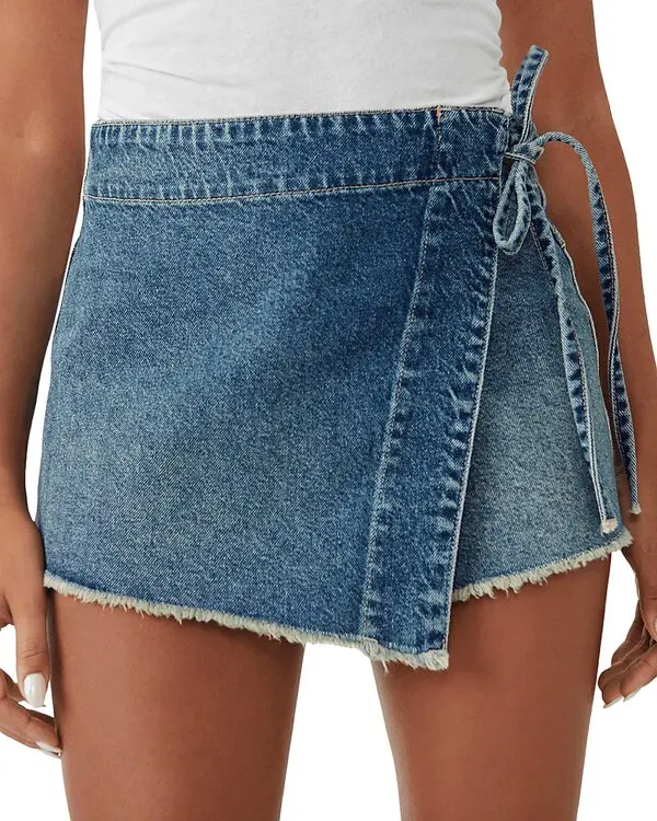 Free People We The Free Emmy Denim Skort - Misty Blue