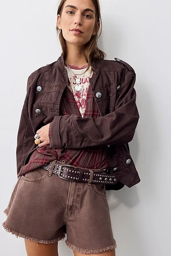 Free People We The Free Sola Studded Leather Belt - Fig