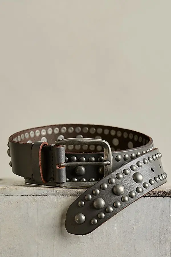 Free People We The Free Sola Studded Leather Belt - Gravel Rock
