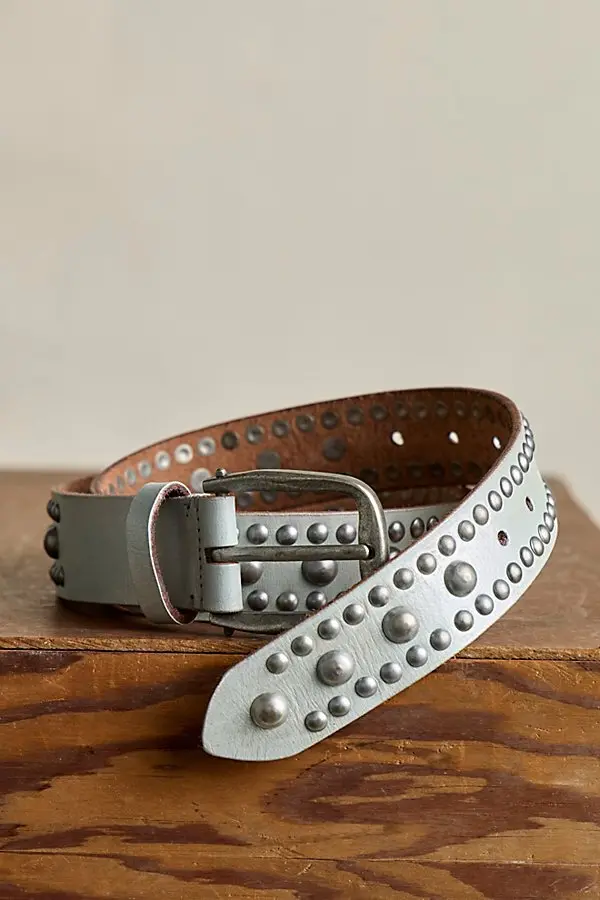 Free People We The Free Sola Studded Leather Belt - Icicle Metallic