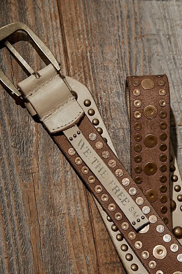 Free People We The Free Sola Studded Leather Belt - Stone Cold