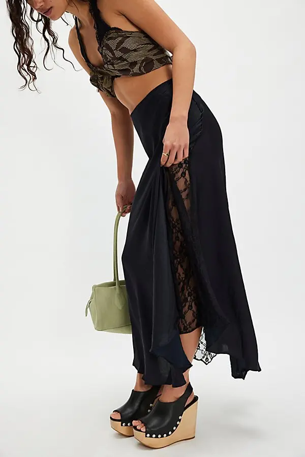 Free People Satin Half Slip With Lace Detailing